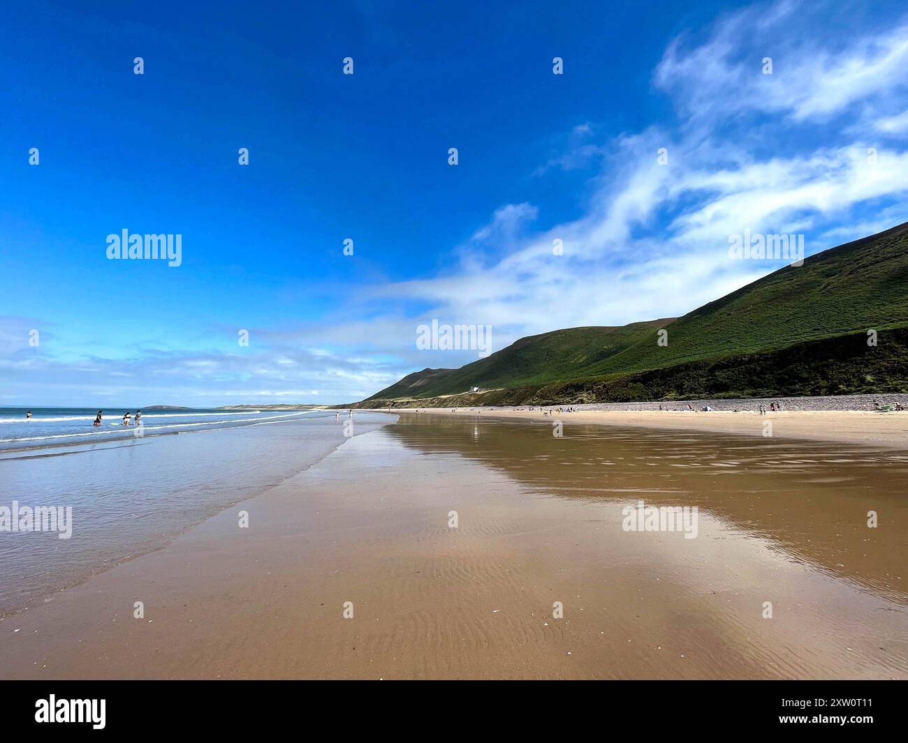 Rhossili bay beach, Rhosili, Gower Peninsula, Glamorgan, Wales, Welsh ...
