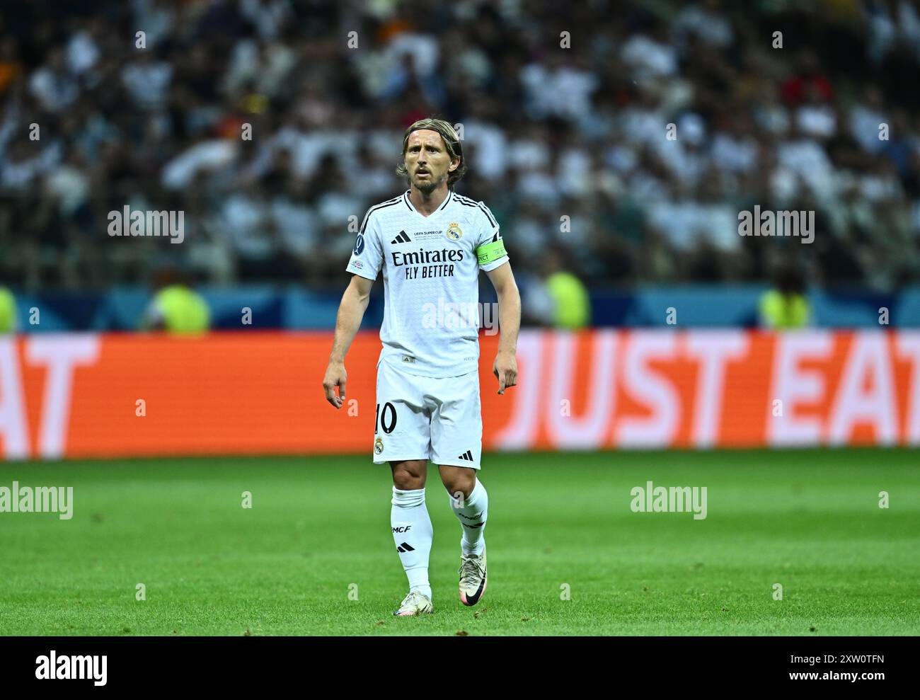 WARSAW, POLAND - AUGUST 14: Luka Modric of Real Madrid during the UEFA ...