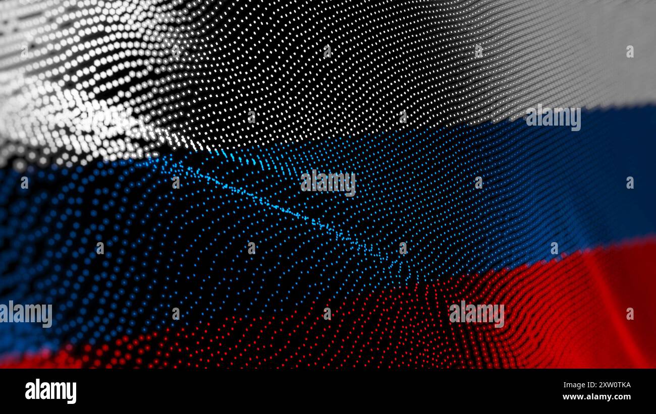 Russia digital technology flag cyber background. Russian Federation ...