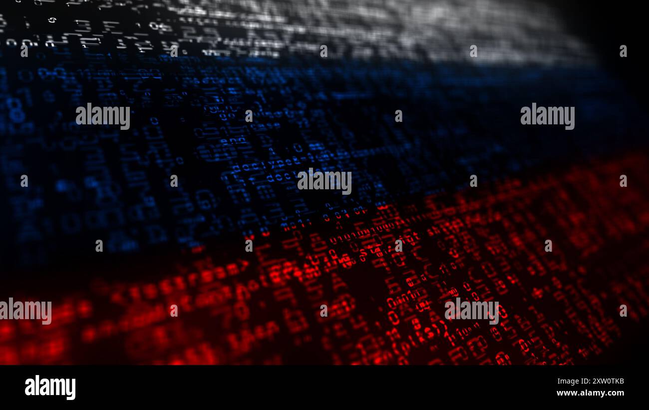 Russia digital technology flag cyber background. Russian Federation ...