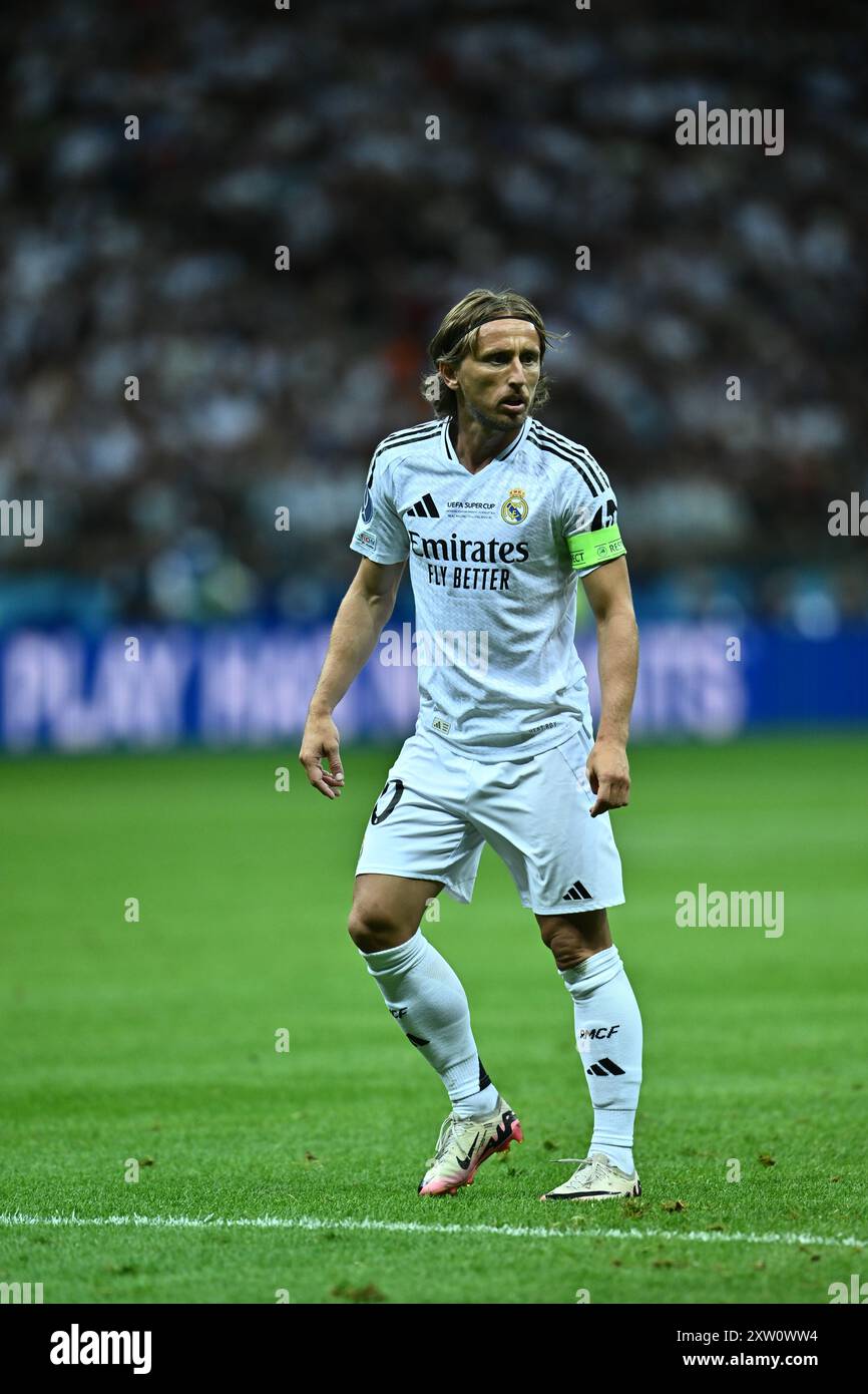 WARSAW, POLAND - AUGUST 14: Luka Modric of Real Madrid during the UEFA ...