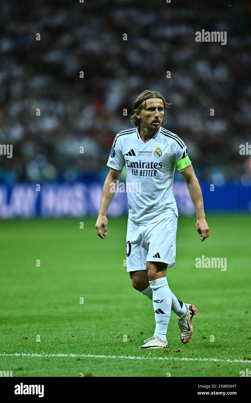 WARSAW, POLAND - AUGUST 14: Luka Modric of Real Madrid during the UEFA ...