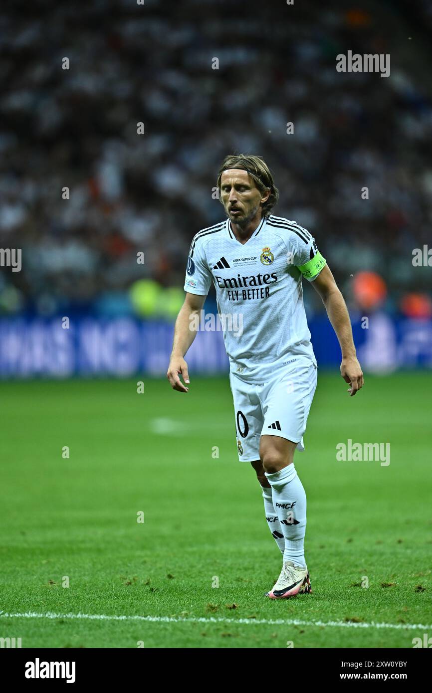 WARSAW, POLAND - AUGUST 14: Luka Modric of Real Madrid during the UEFA ...