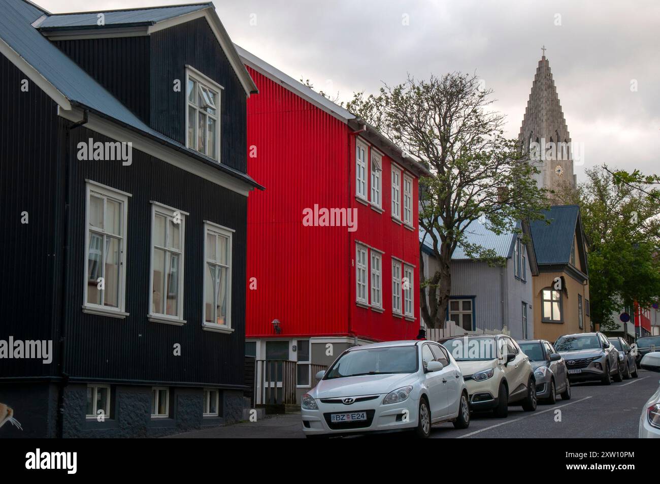 Reykjavik Iceland, street scene with traditional houses Stock Photo - Alamy