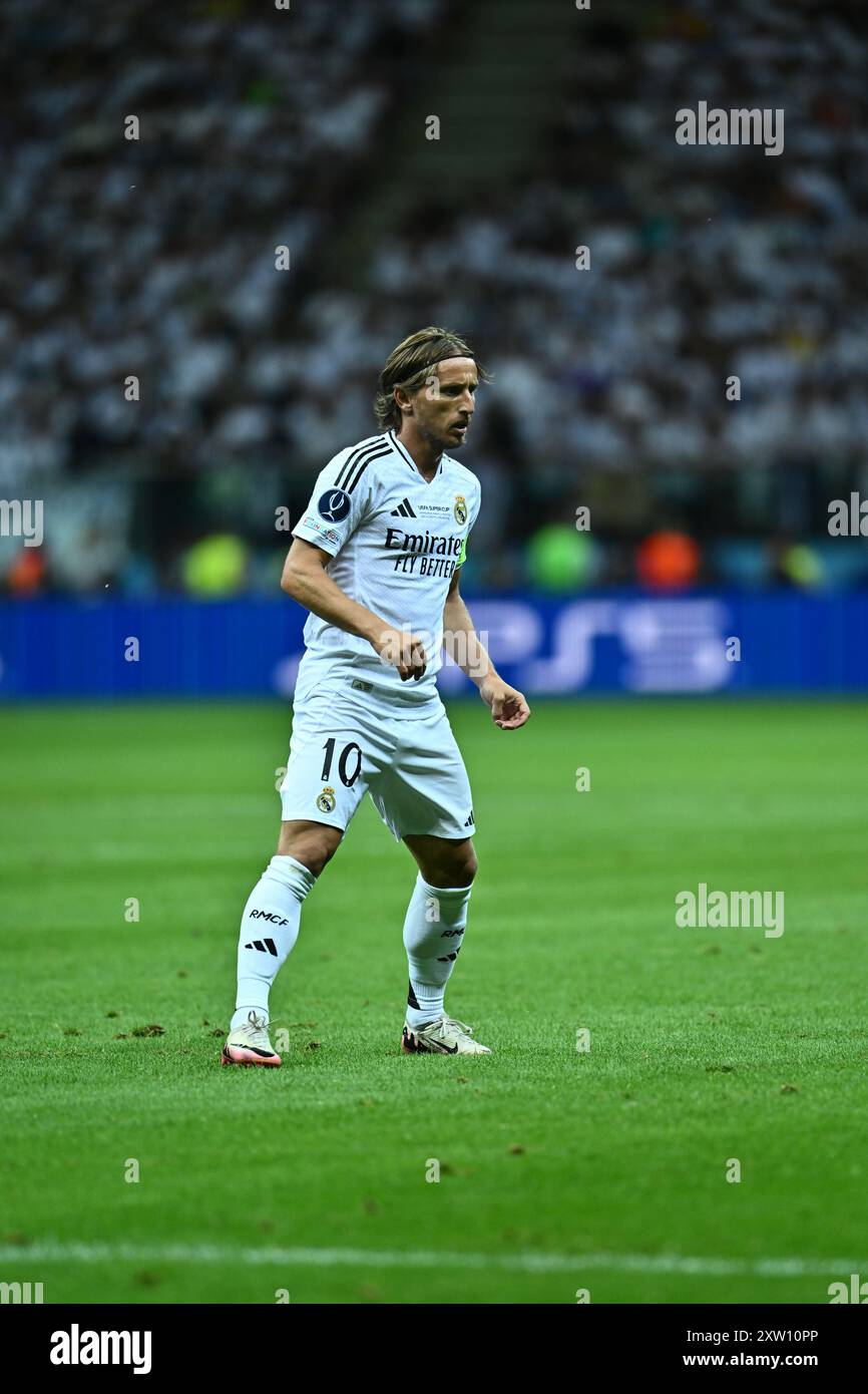 WARSAW, POLAND - AUGUST 14: Luka Modric of Real Madrid during the UEFA ...