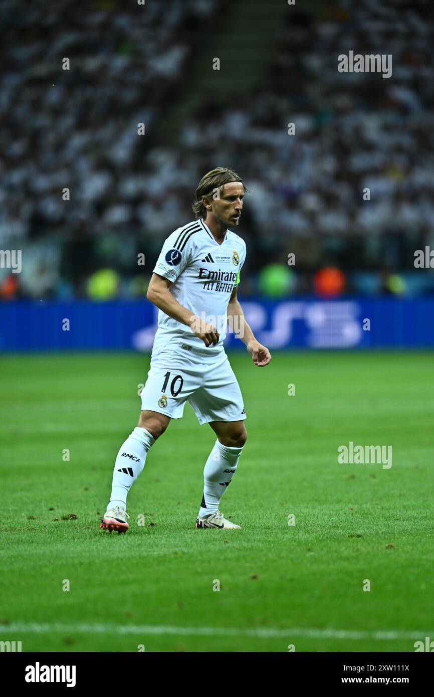 WARSAW, POLAND - AUGUST 14: Luka Modric of Real Madrid during the UEFA ...