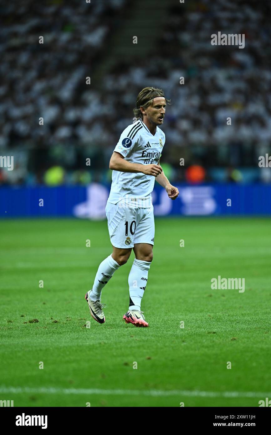 WARSAW, POLAND - AUGUST 14: Luka Modric of Real Madrid during the UEFA ...