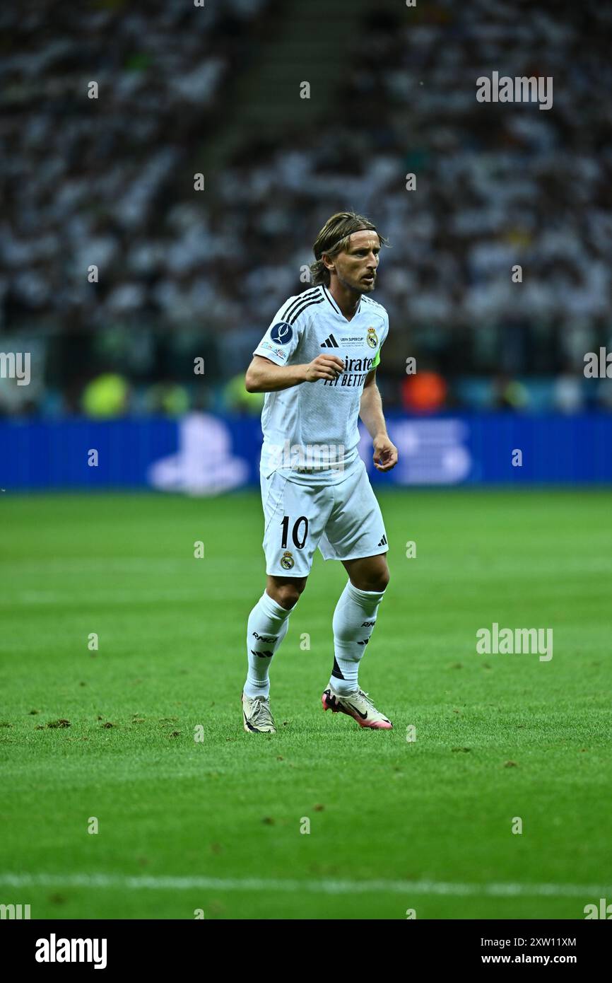 WARSAW, POLAND - AUGUST 14: Luka Modric of Real Madrid during the UEFA ...