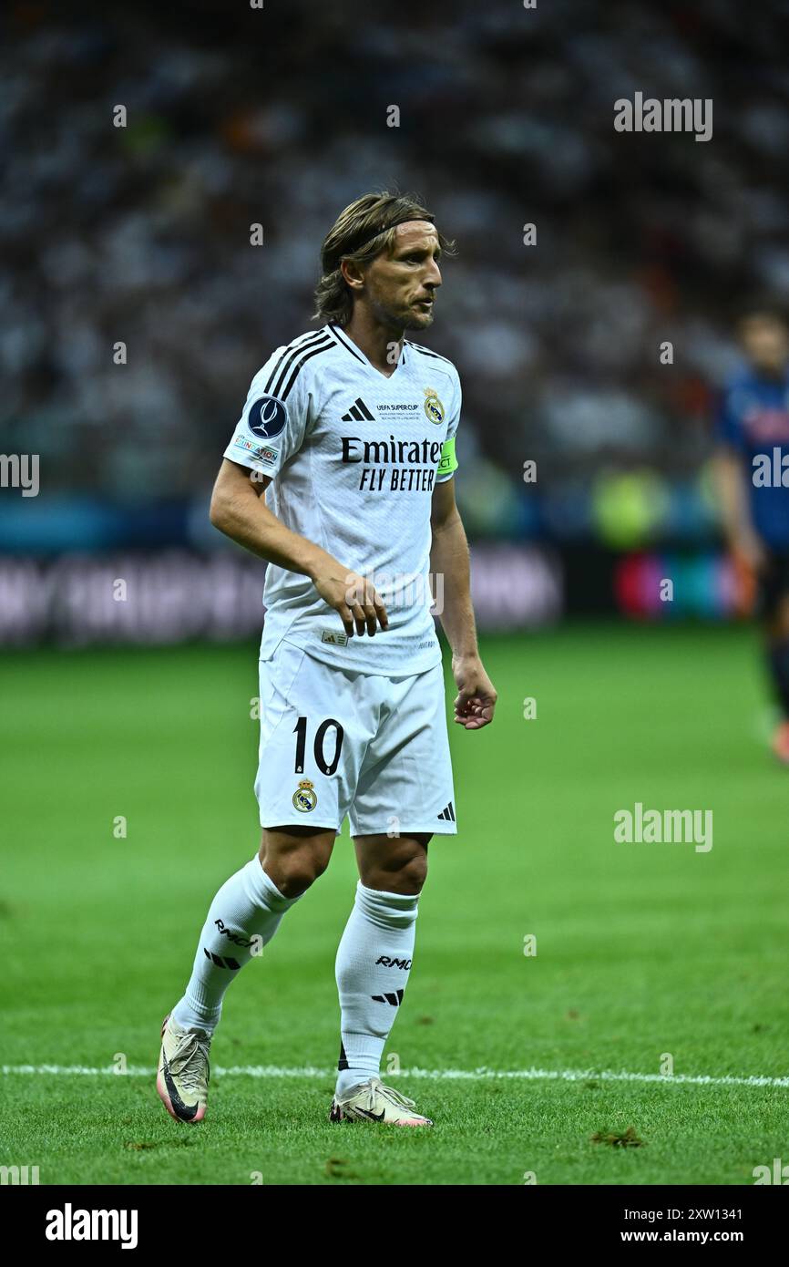 WARSAW, POLAND - AUGUST 14: Luka Modric of Real Madrid during the UEFA ...