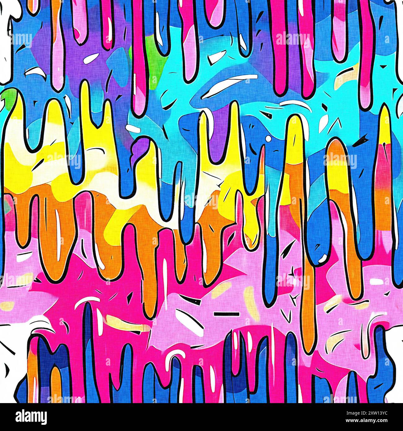 Fun dripping paint effect digital pattern with whimsical ink splodge ...