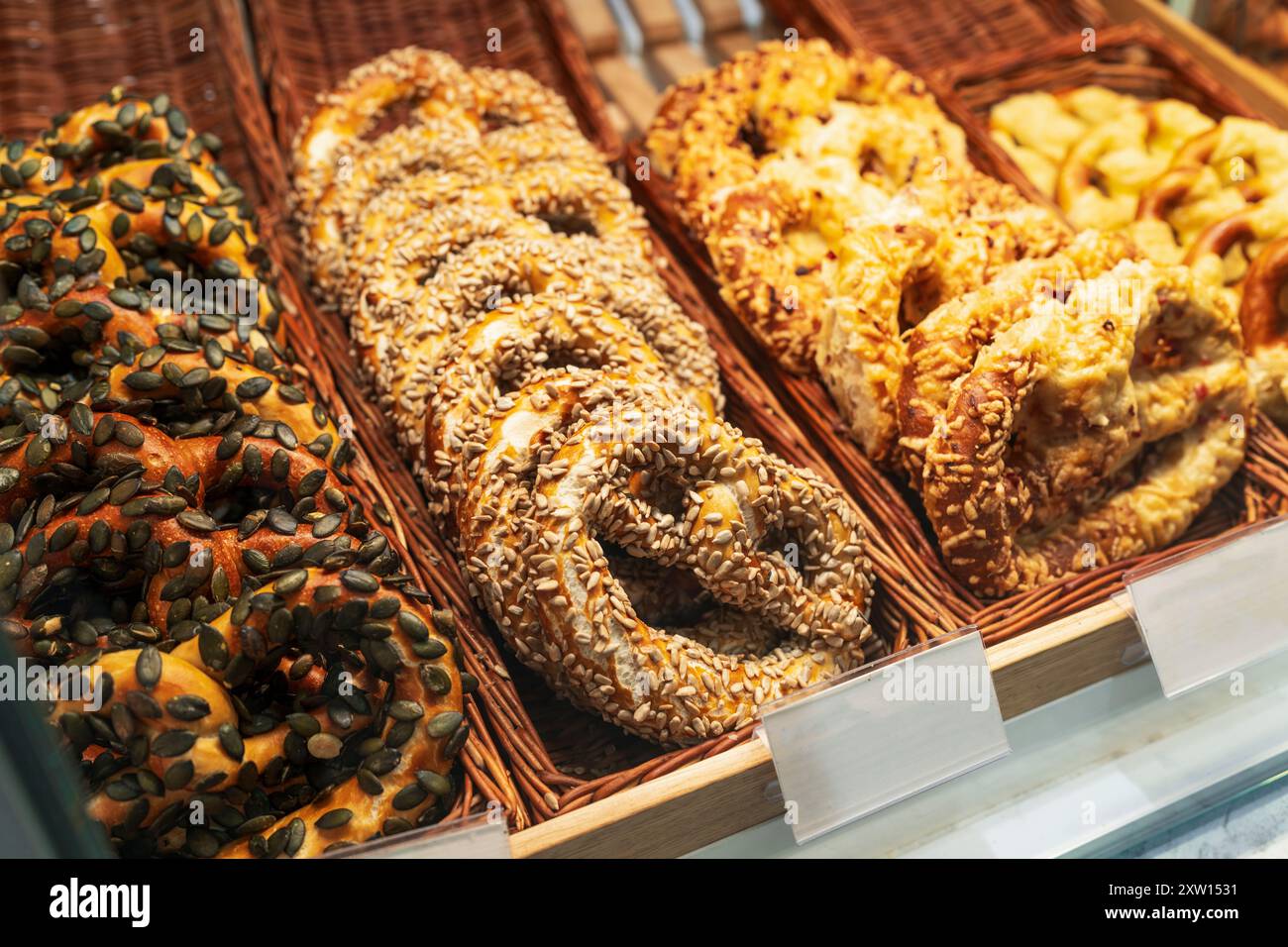 Street food. pastries and various vegan snacks in of a street shop ...