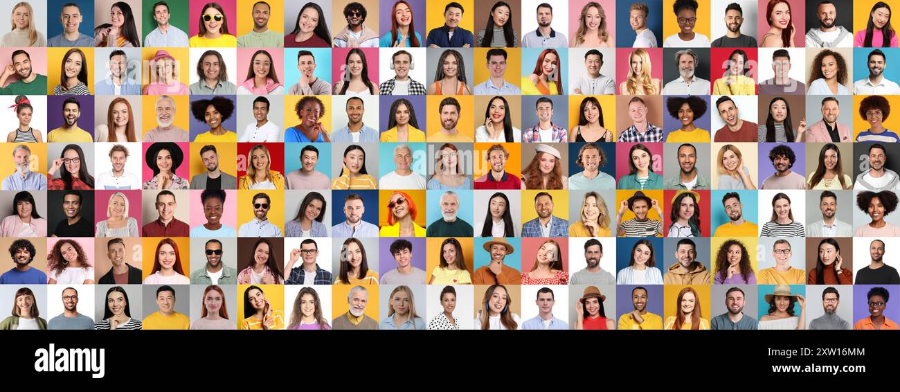 Many people of different races and ages. Collage of portraits Stock ...