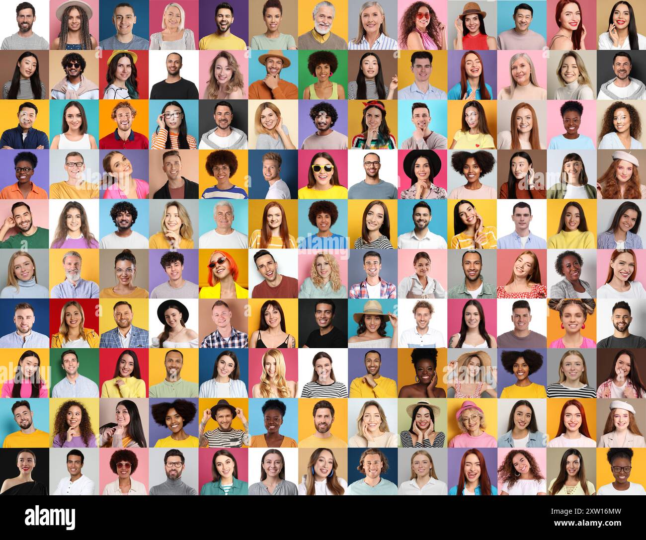 Many people of different races and ages. Collage of portraits Stock ...