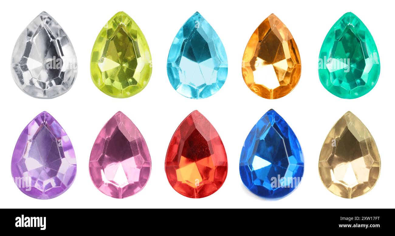 Many different gemstones isolated on white, set Stock Photo - Alamy