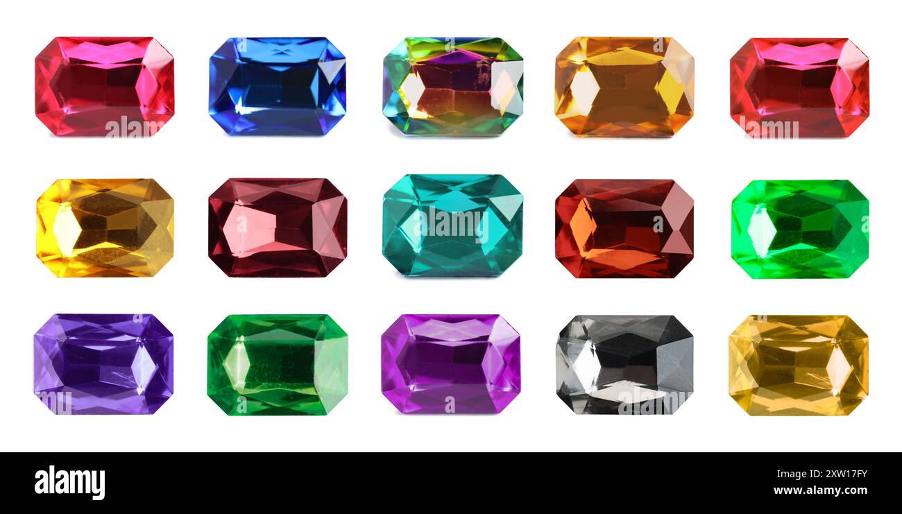 Many different gemstones isolated on white, set Stock Photo - Alamy