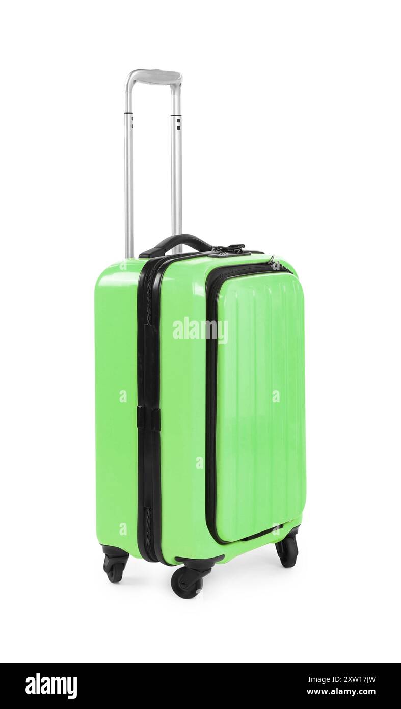 Green suitcase on wheels Cut Out Stock Images & Pictures - Alamy