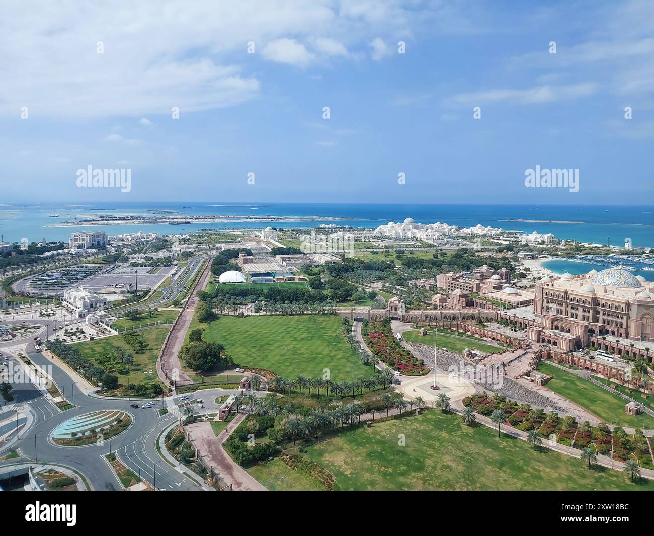 Amazing aerial view of Abu Dhabi Corniche and landmark sights | Iconic ...