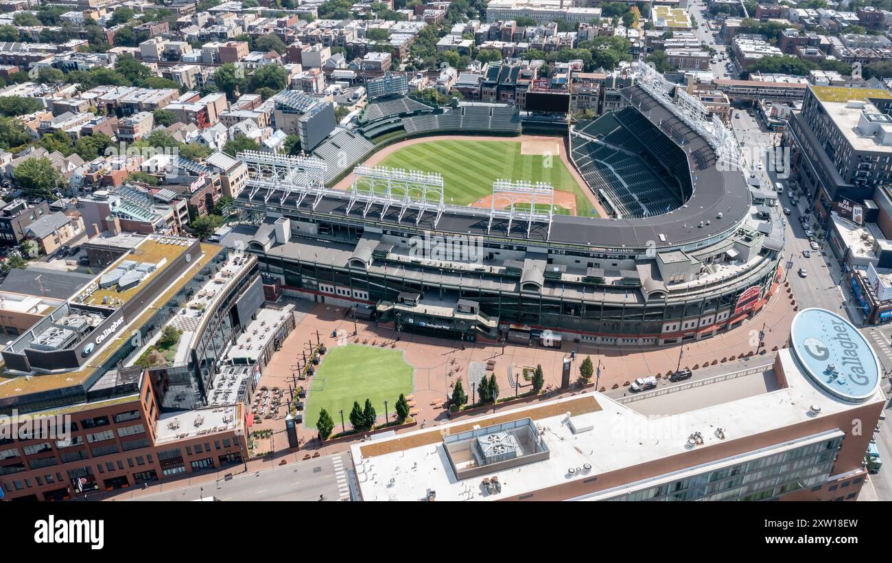 An aerial view of Major League Baseball's Chicago Cubs' Wrigley Field ...
