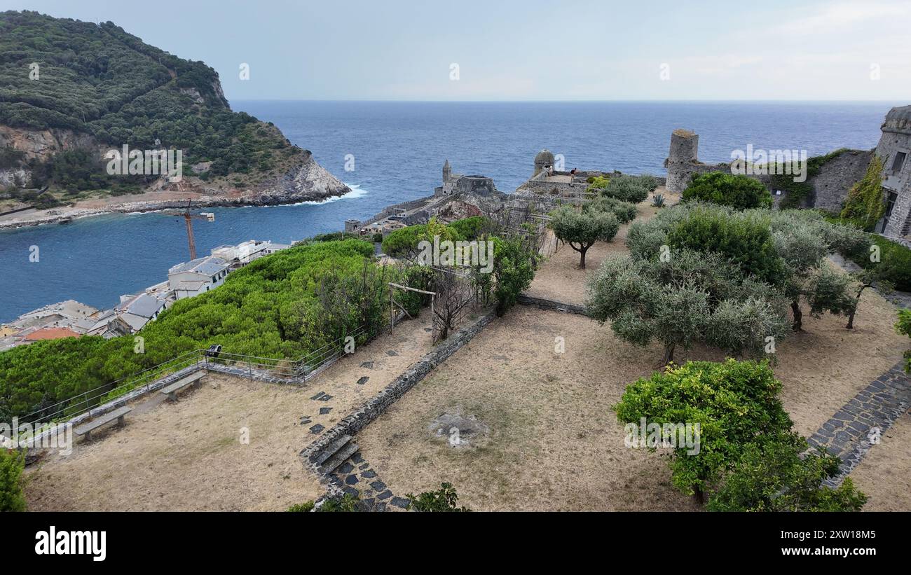 detail of the interior of the Doria castle in Portovenere. Porto Venere ...