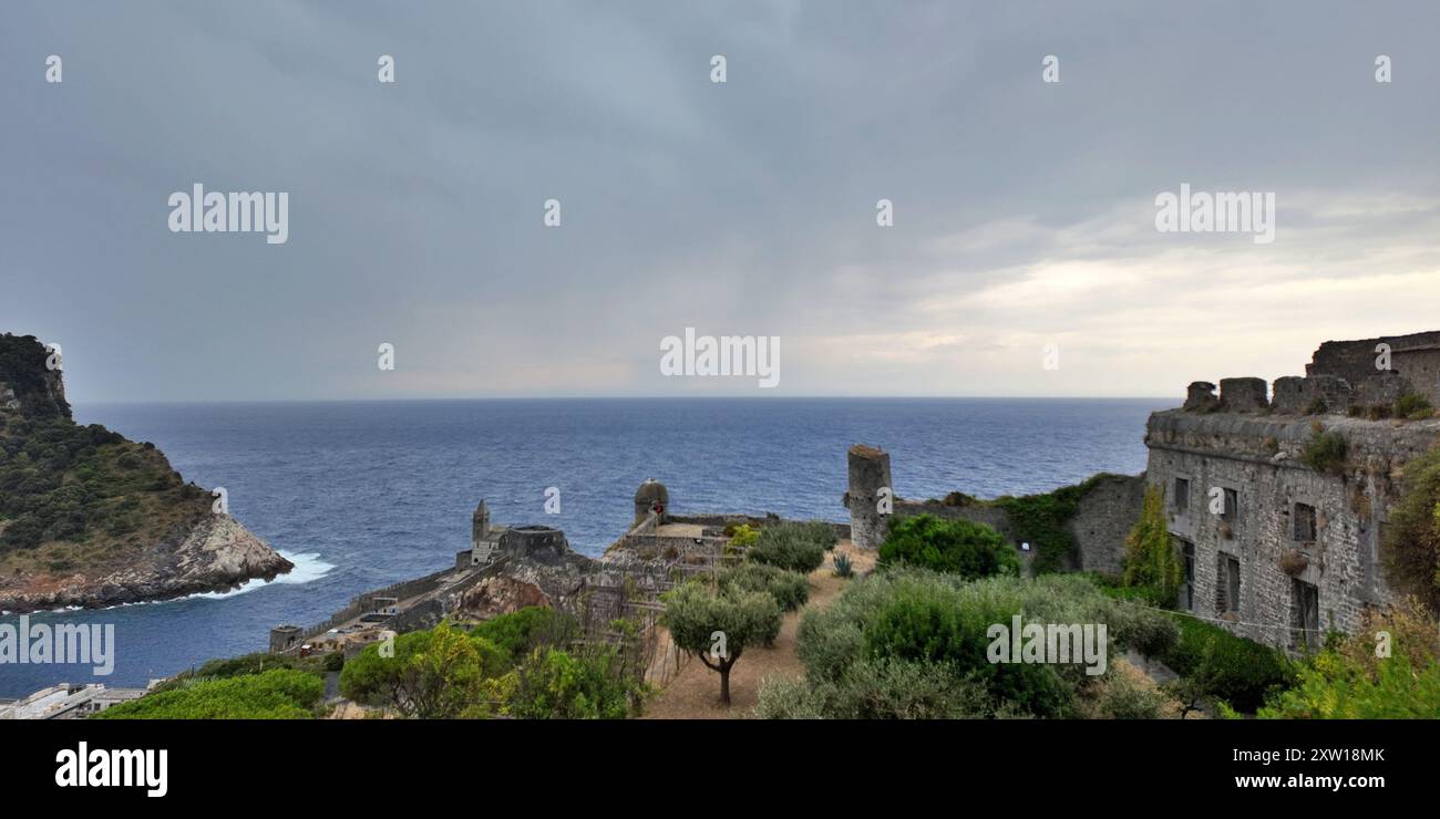 detail of the interior of the Doria castle in Portovenere. Porto Venere ...
