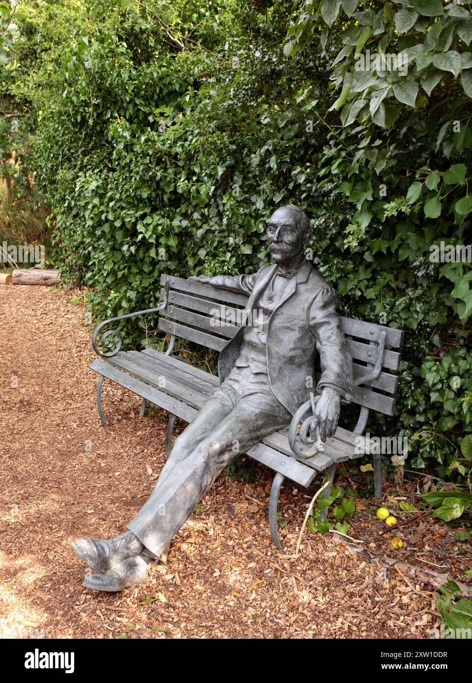 Statue of composer Sir Edward Elgar looking at the view of his beloved ...