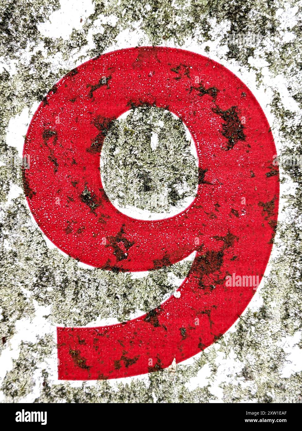 Written Wording in Distressed State Typography Found Number Nine 9 ...