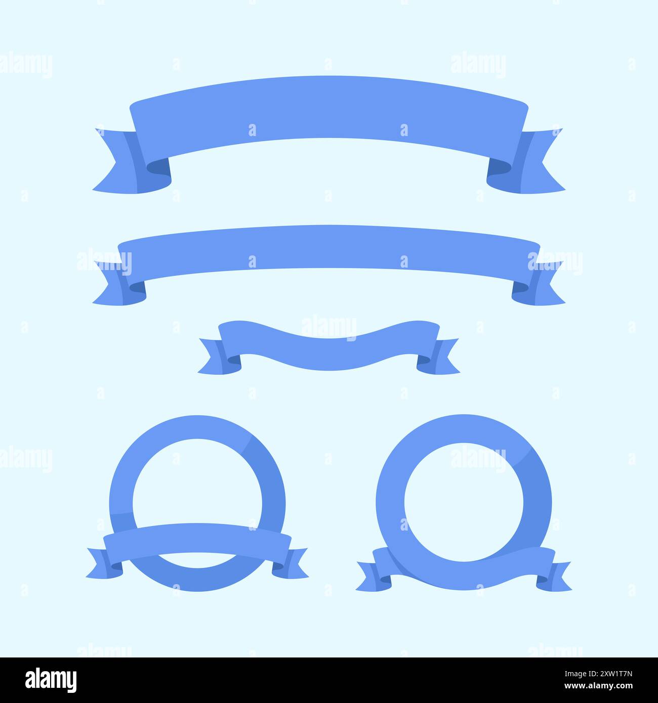 Blue ribbons and frames in flat design style Stock Vector Image & Art ...