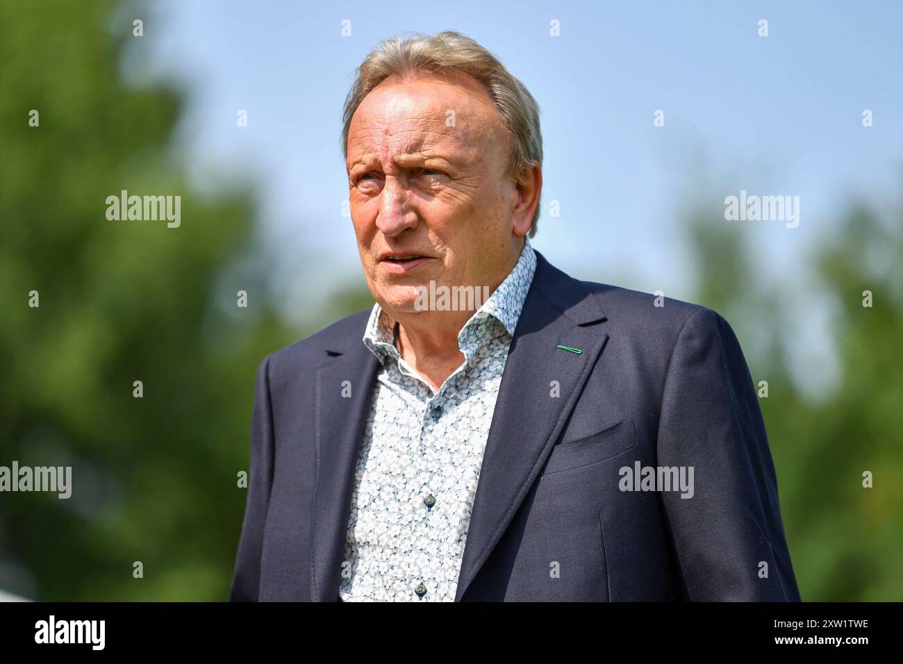 Farnborough, UK. 17 August 2024. Neil Warnock of Torquay United ahead ...