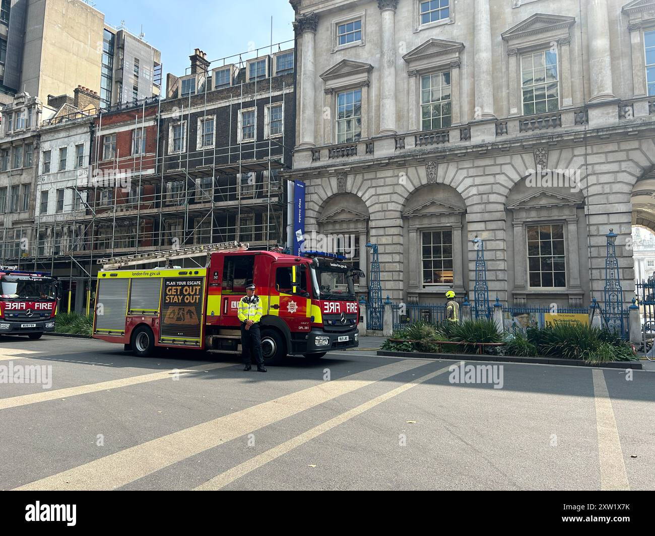 Firefighters outside Somerset House in central London. London Fire ...