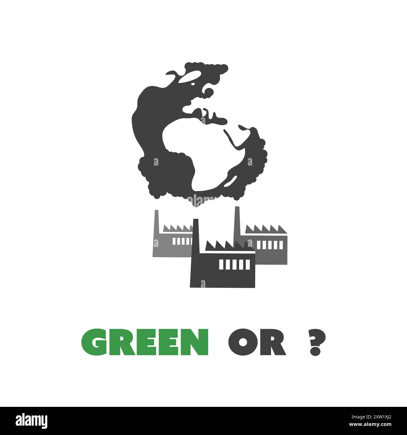 Global Industrial Pollution Green Eco Earth Globe Zero Emission Carbon Neutrarlity