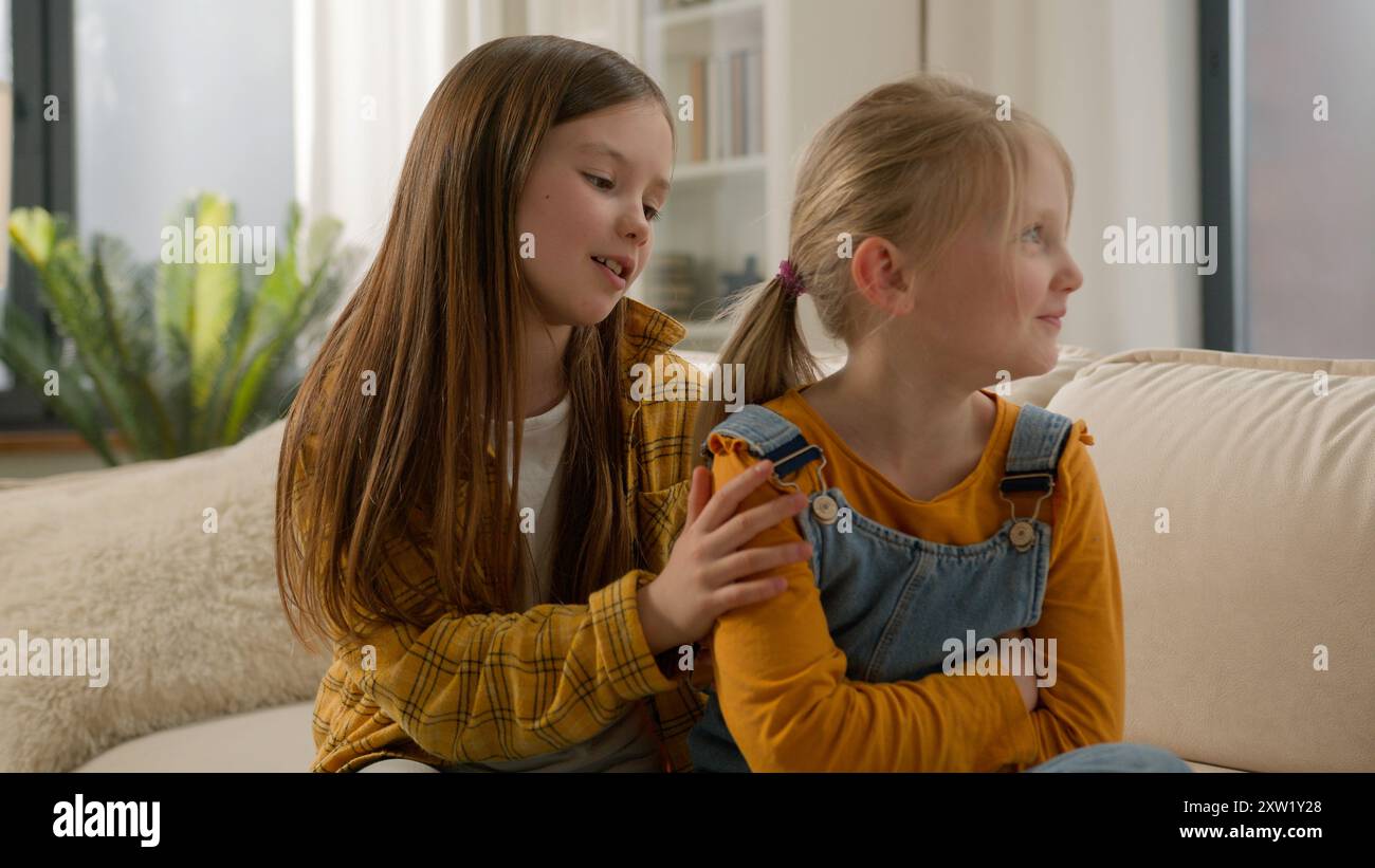 Upset sad little Caucasian children kids argument conflict. Offended ... Upset sad little Caucasian children kids argument conflict. Offended ...