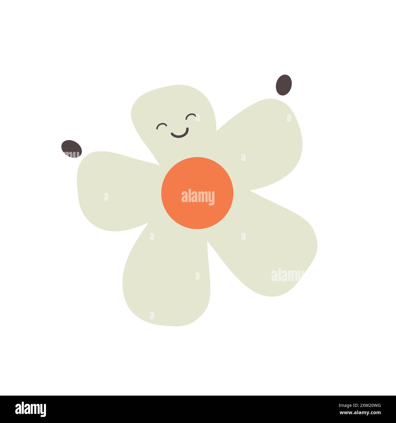 Smiling Flower Emoji - Simple Happy Emoticon Isolated on White ...