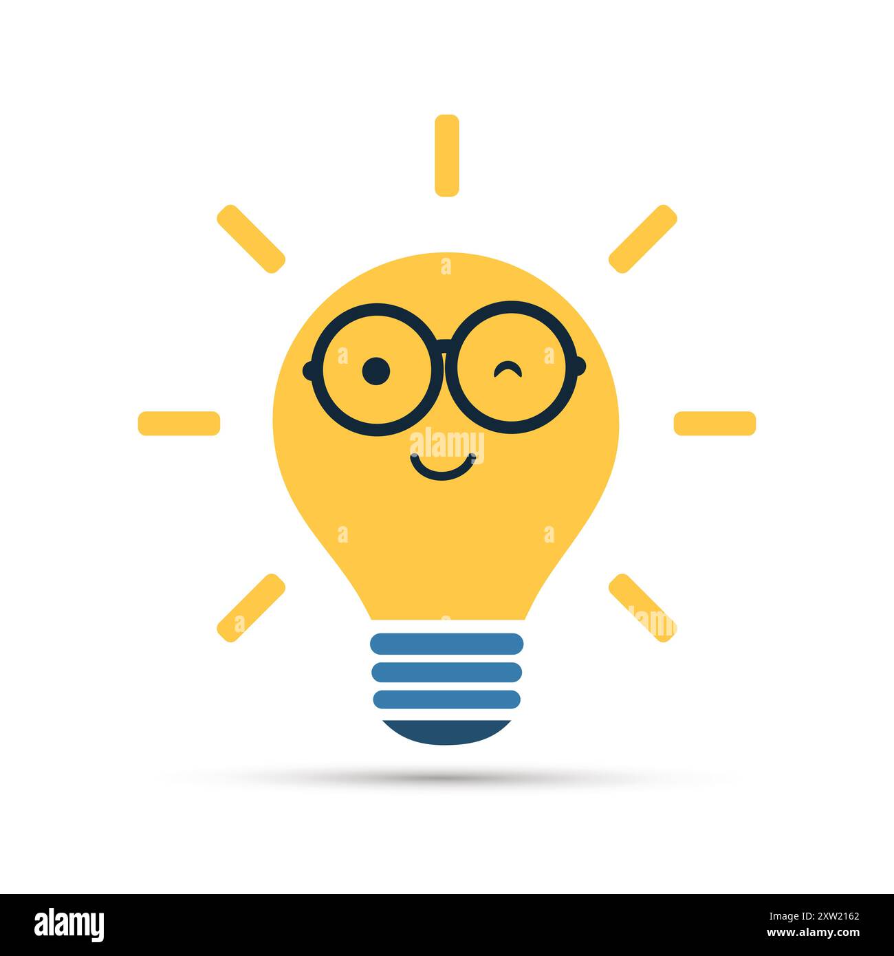 Smart Idea - Design Concept with Shining Bright Smiling Nerd Orange ...