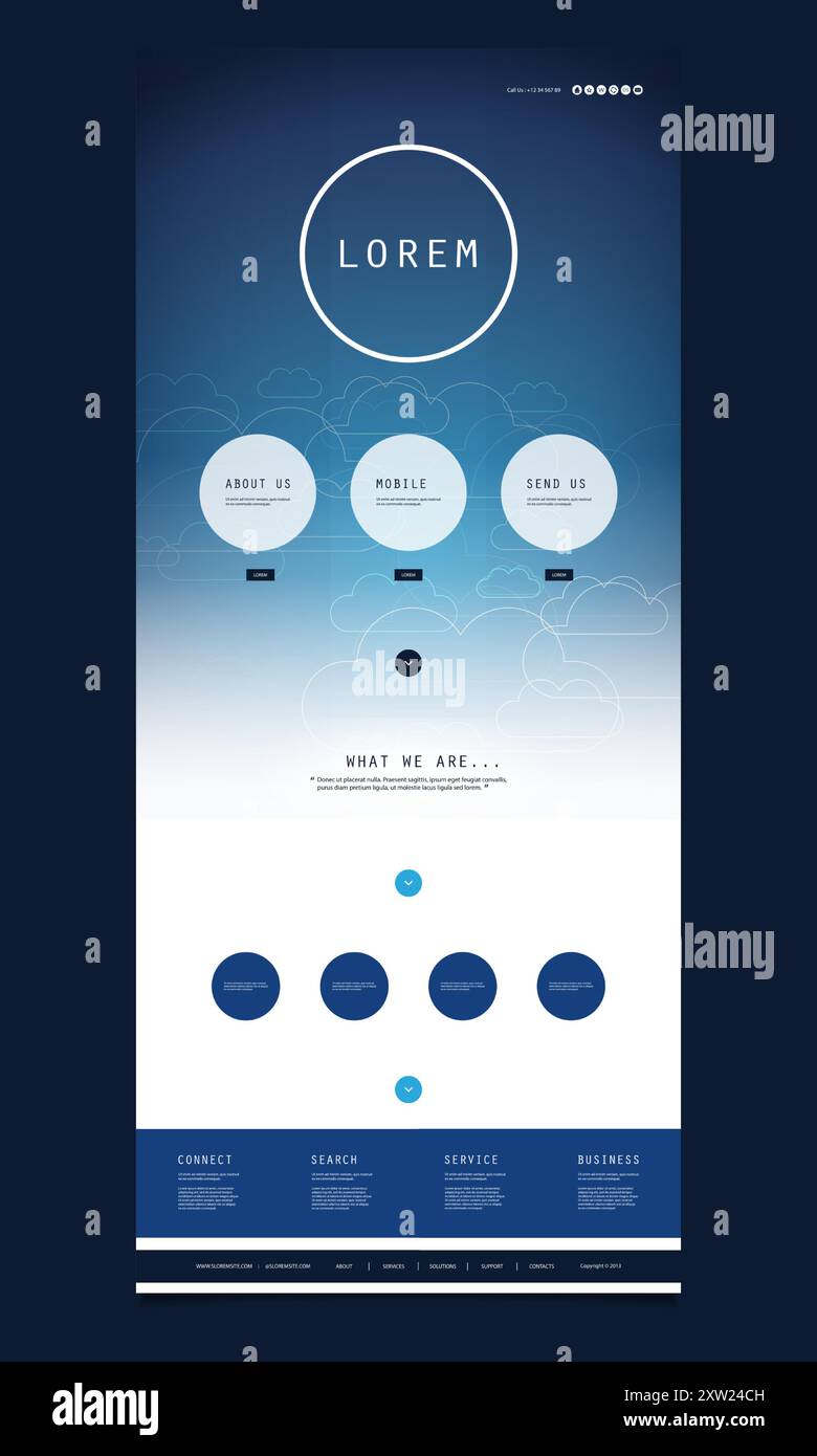 One Page Website or App UI Template with Clouds Pattern - Design on ...