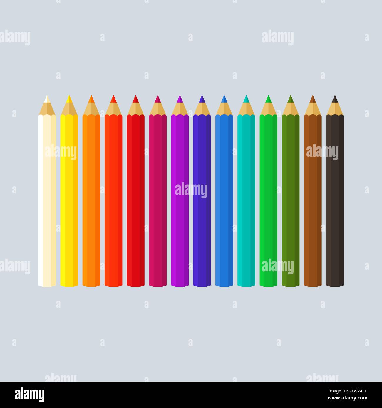Row of crayons in rainbow colors and in flat design style Stock Vector ...