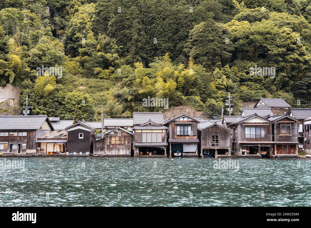 Beautiful scenic view with the wooden traditional waterfront boat ...