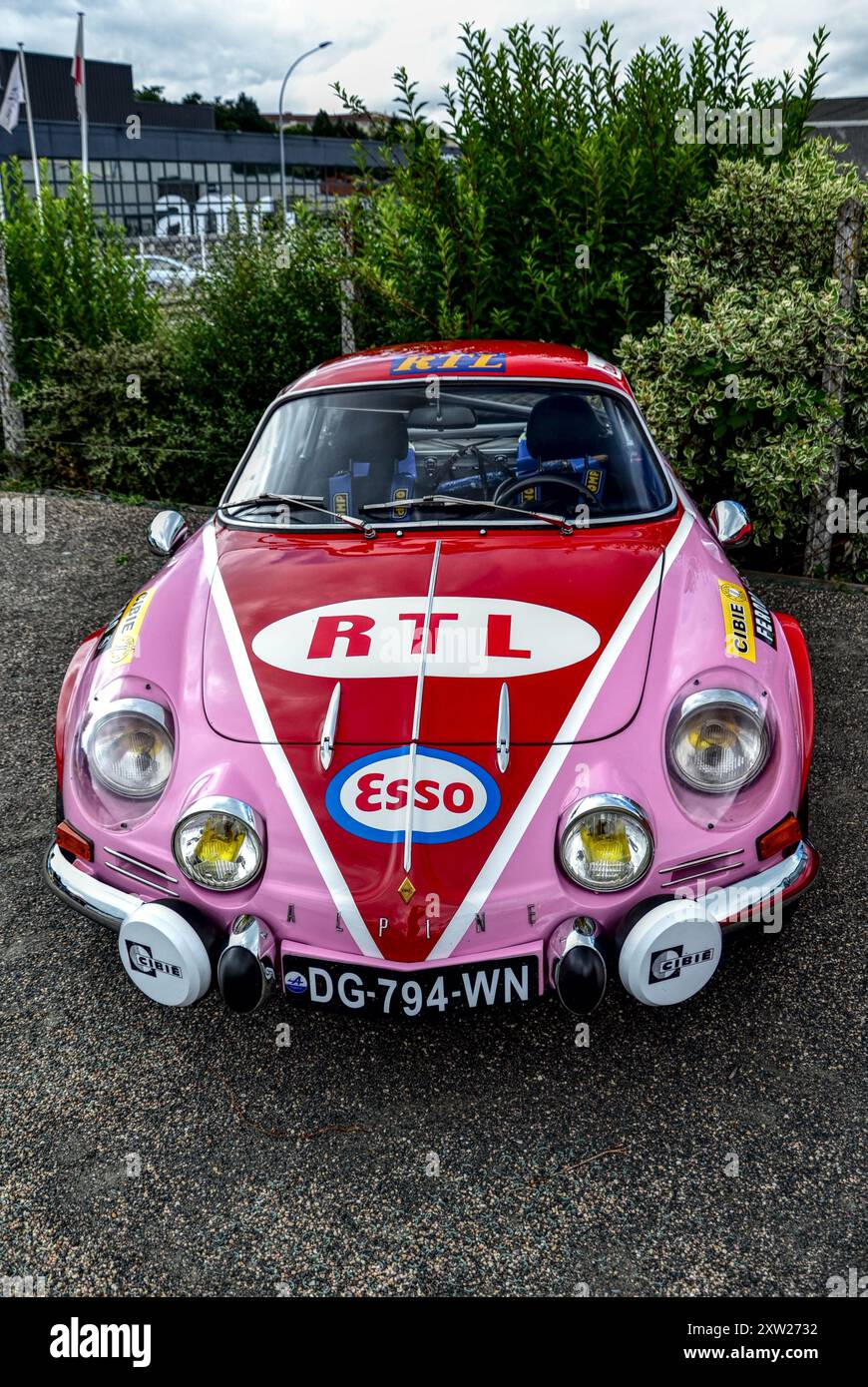 Roche-la-Molière, France - July 2nd 2023 : Car show. Focus on a pink ...