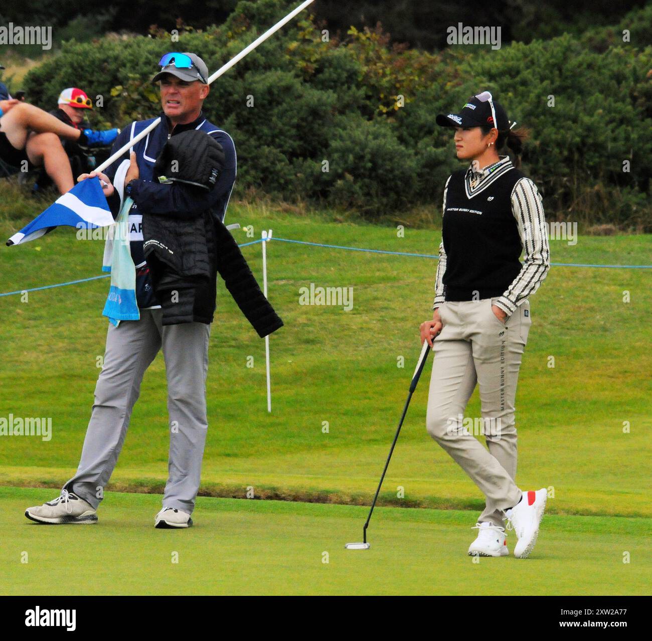 North Ayrshire, UK. 16th Aug, 2024. Erika Hara at the 3rd green, day 2 ...