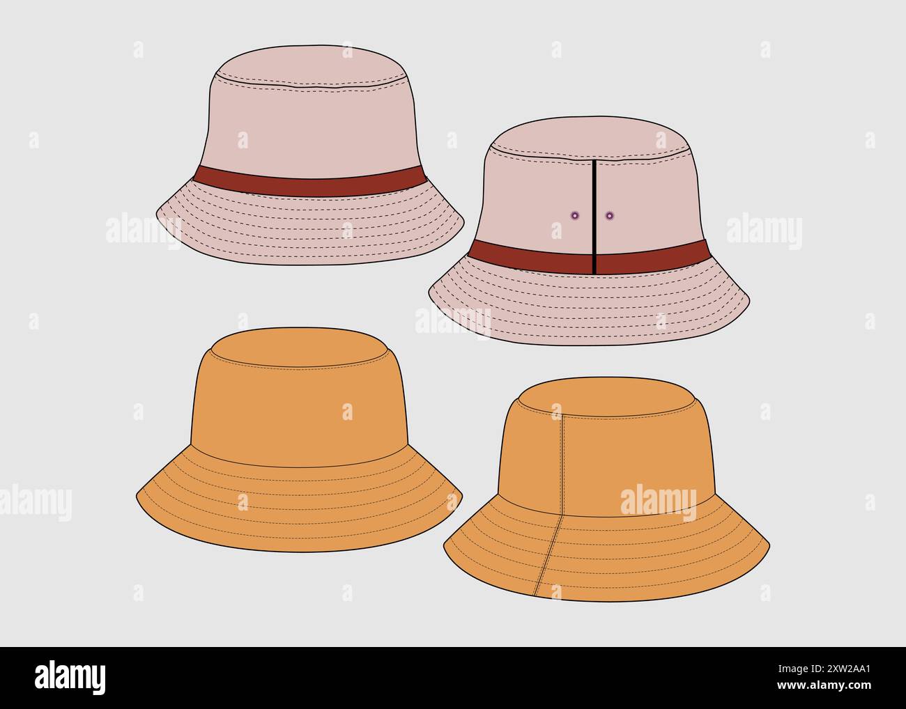 Hat Fashion Flat Sketch Technical Drawing Vector Illustration Hat ...
