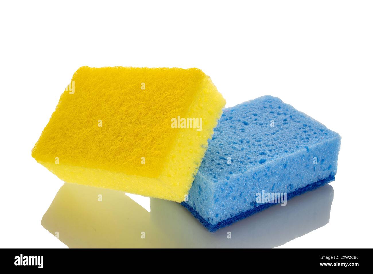Two kitchen sponges, macro, isolated on a white background Stock Photo ...