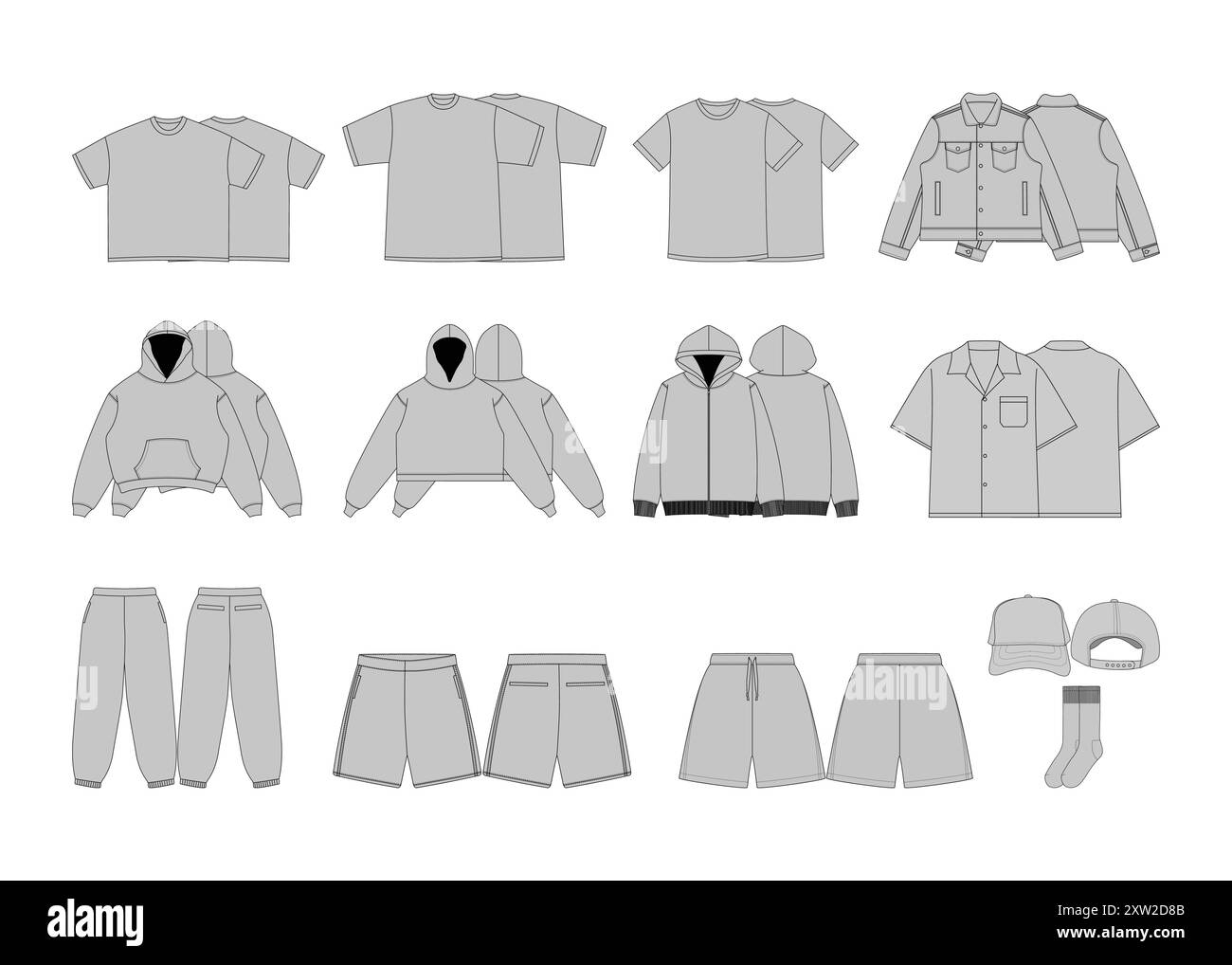 Streetwear Clothing Vector Mockup Pack Techpack Mockups Clothing Brand ...
