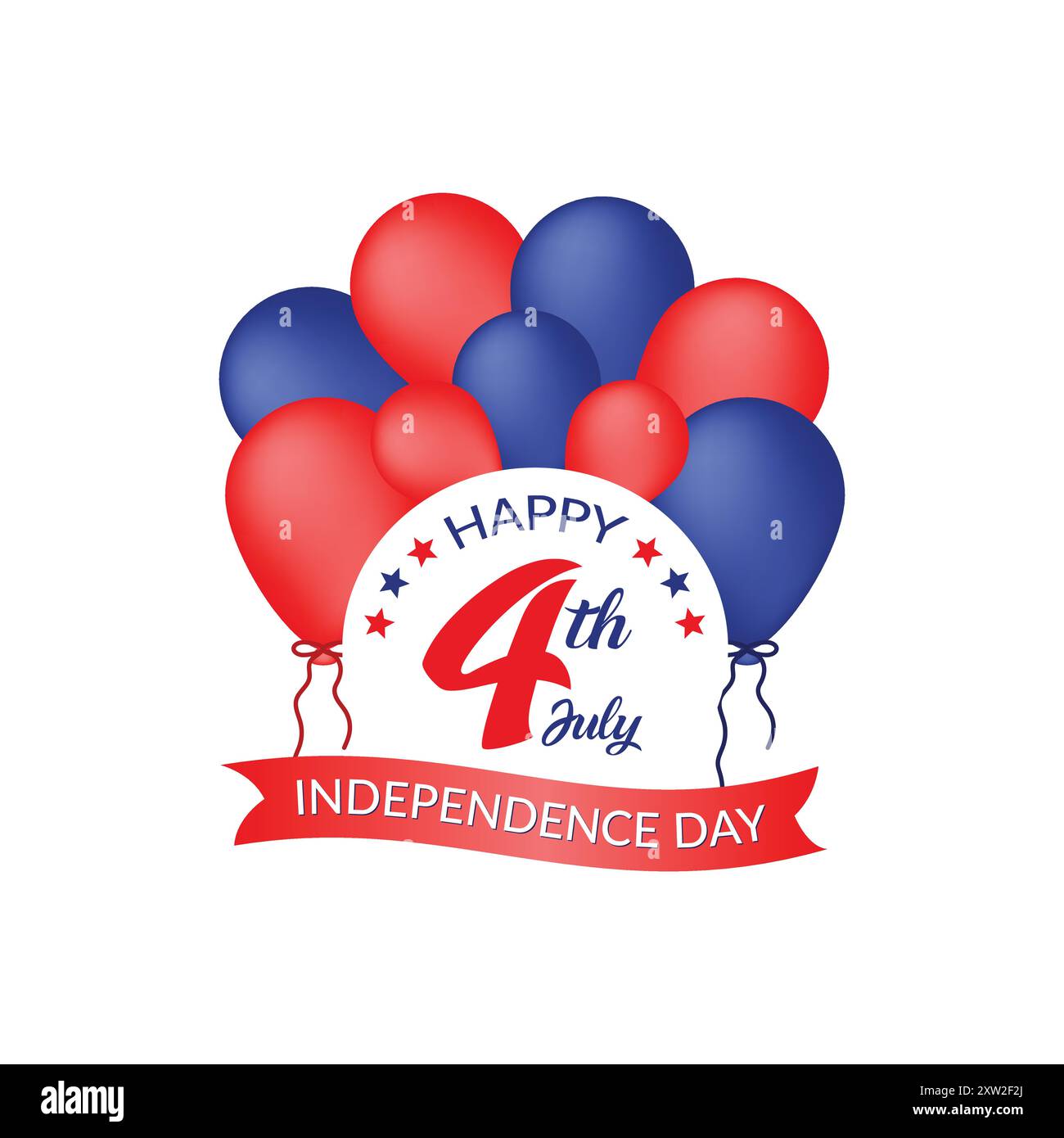 4th of July independence day design with red and blue balloons and ...