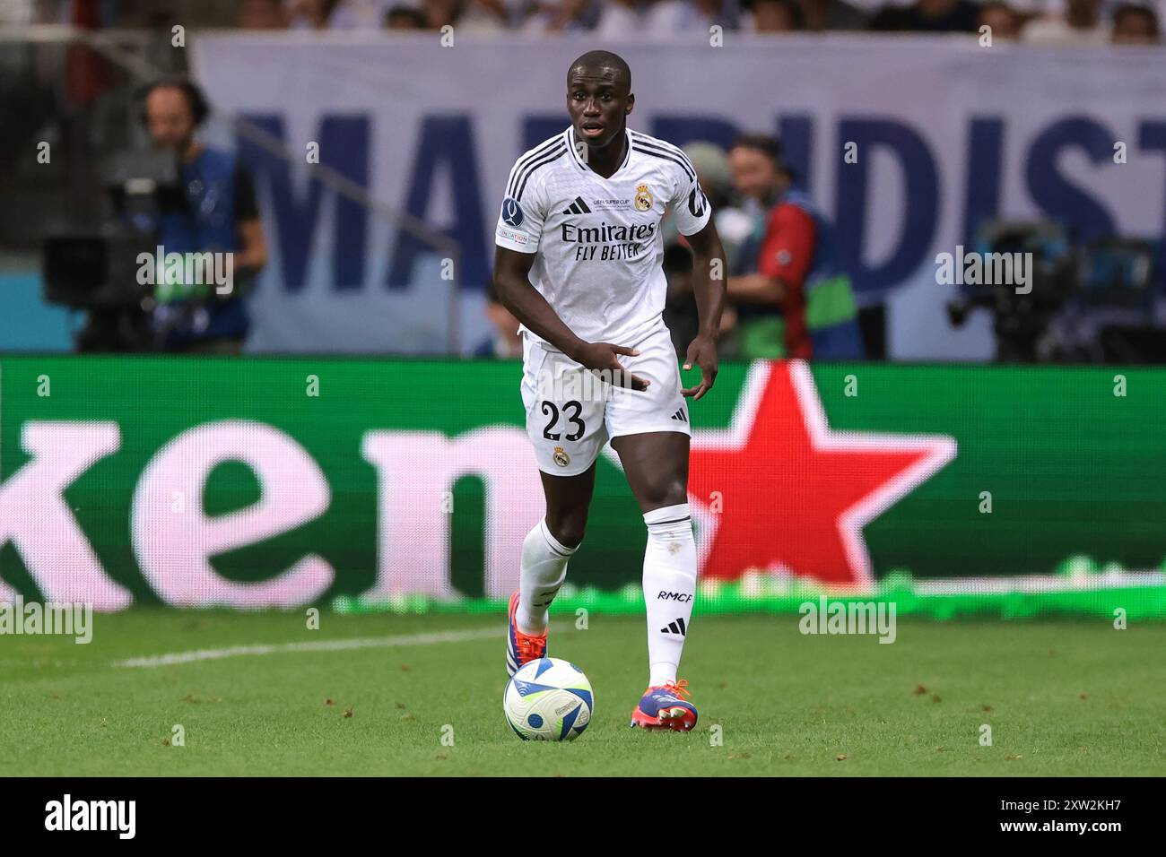 Warsaw, Poland, 14th August 2024. Ferland Mendy of Real Madrid during ...