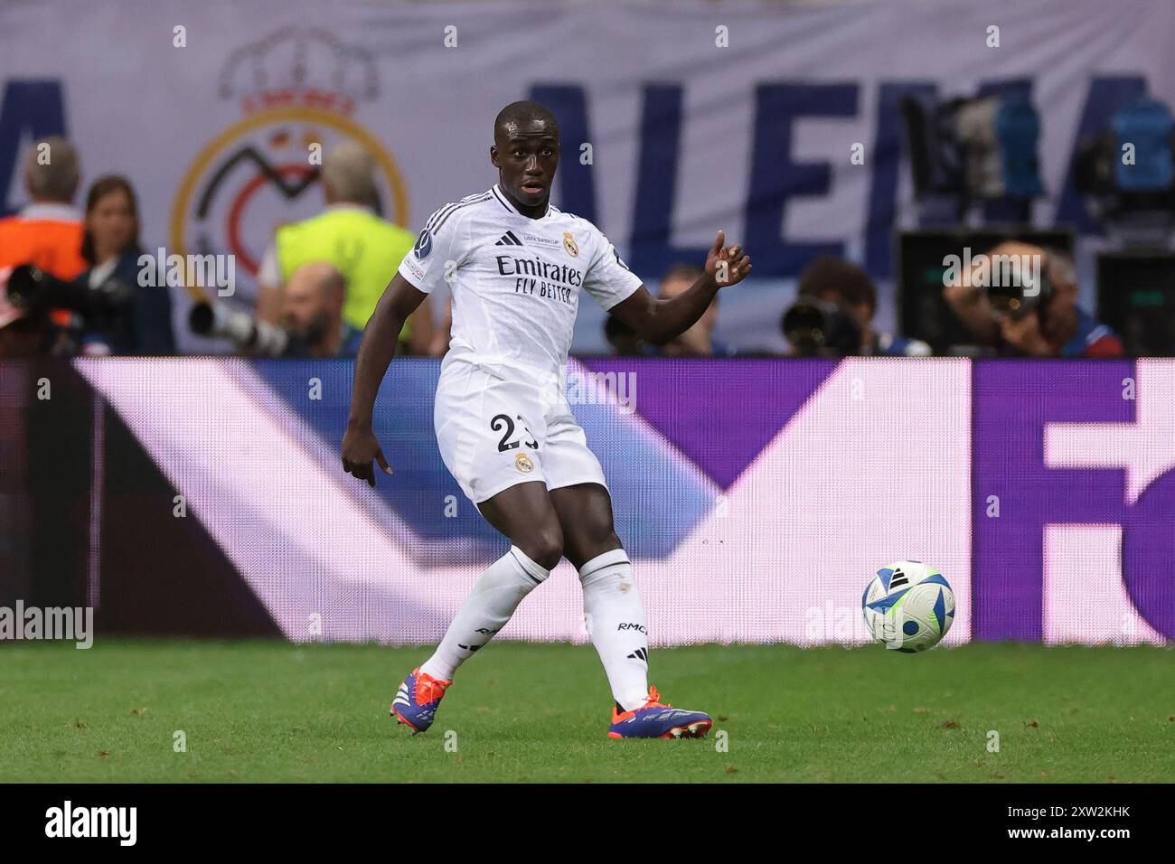 Warsaw, Poland, 14th August 2024. Ferland Mendy of Real Madrid during ...