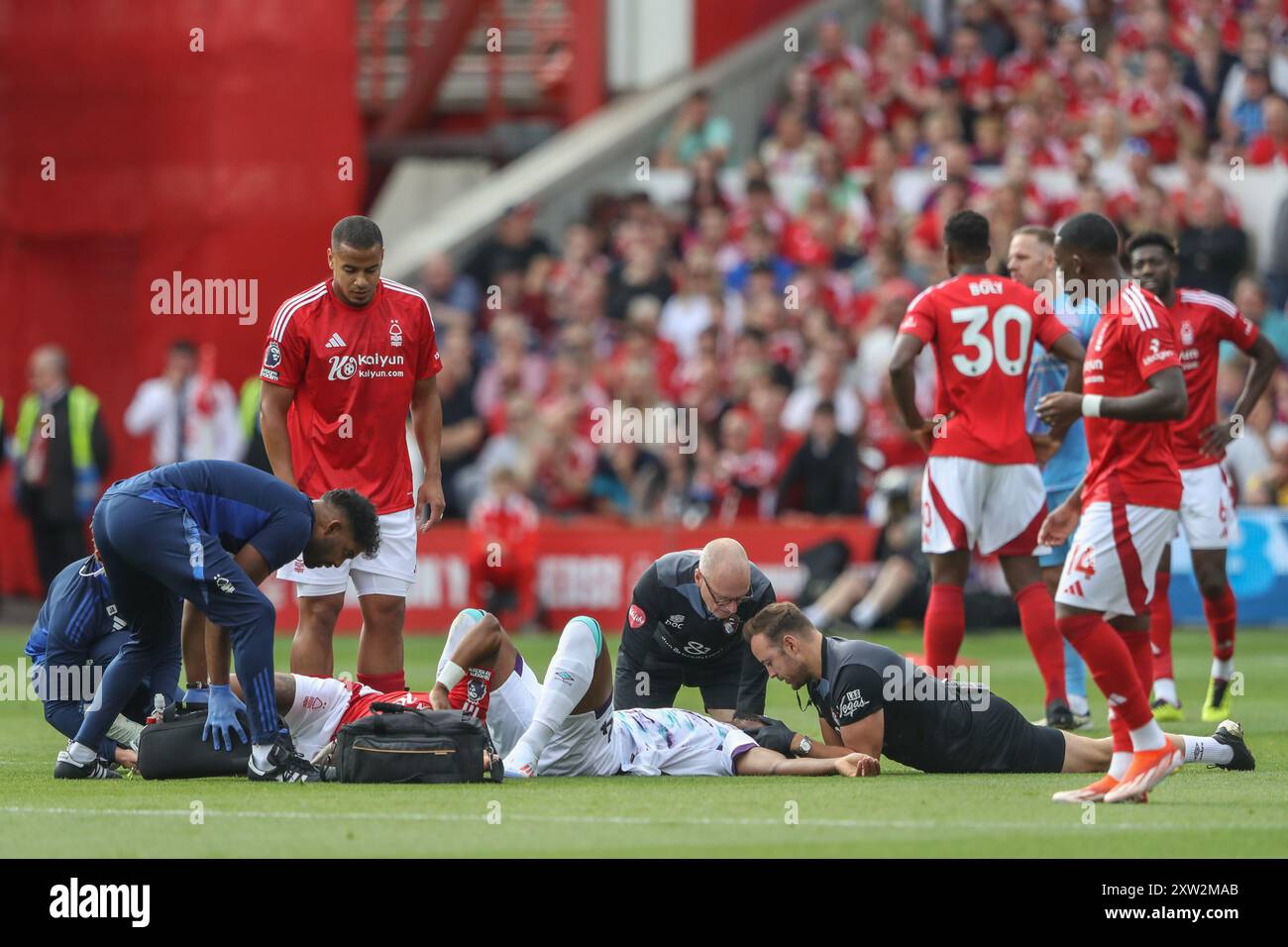 Danilo of Nottingham Forest goes dow with an injury during the Premier ...