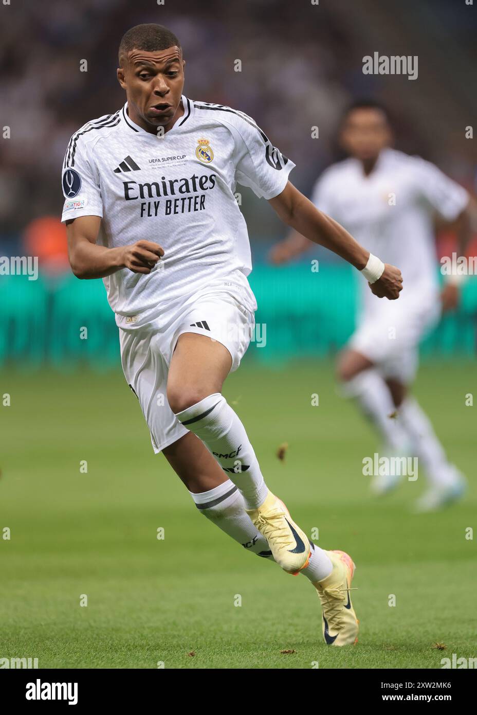 Warsaw, Poland, 14th August 2024. Kylian Mbappe of Real Madrid during ...