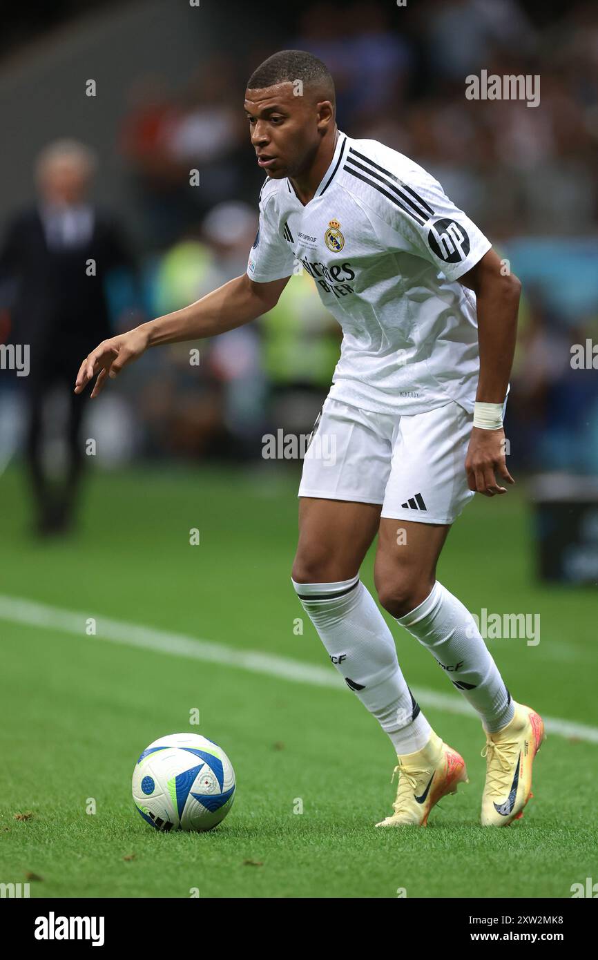 Warsaw, Poland, 14th August 2024. Kylian Mbappe of Real Madrid during ...