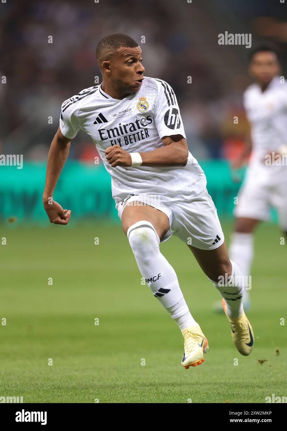Warsaw, Poland, 14th August 2024. Kylian Mbappe of Real Madrid during ...