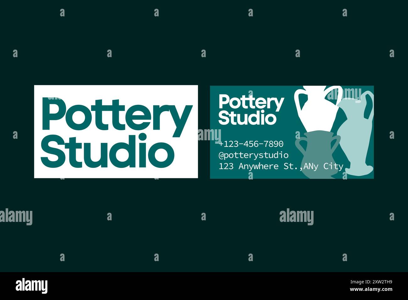 Green and White Pottery Studio Business Card Design Template Stock ...