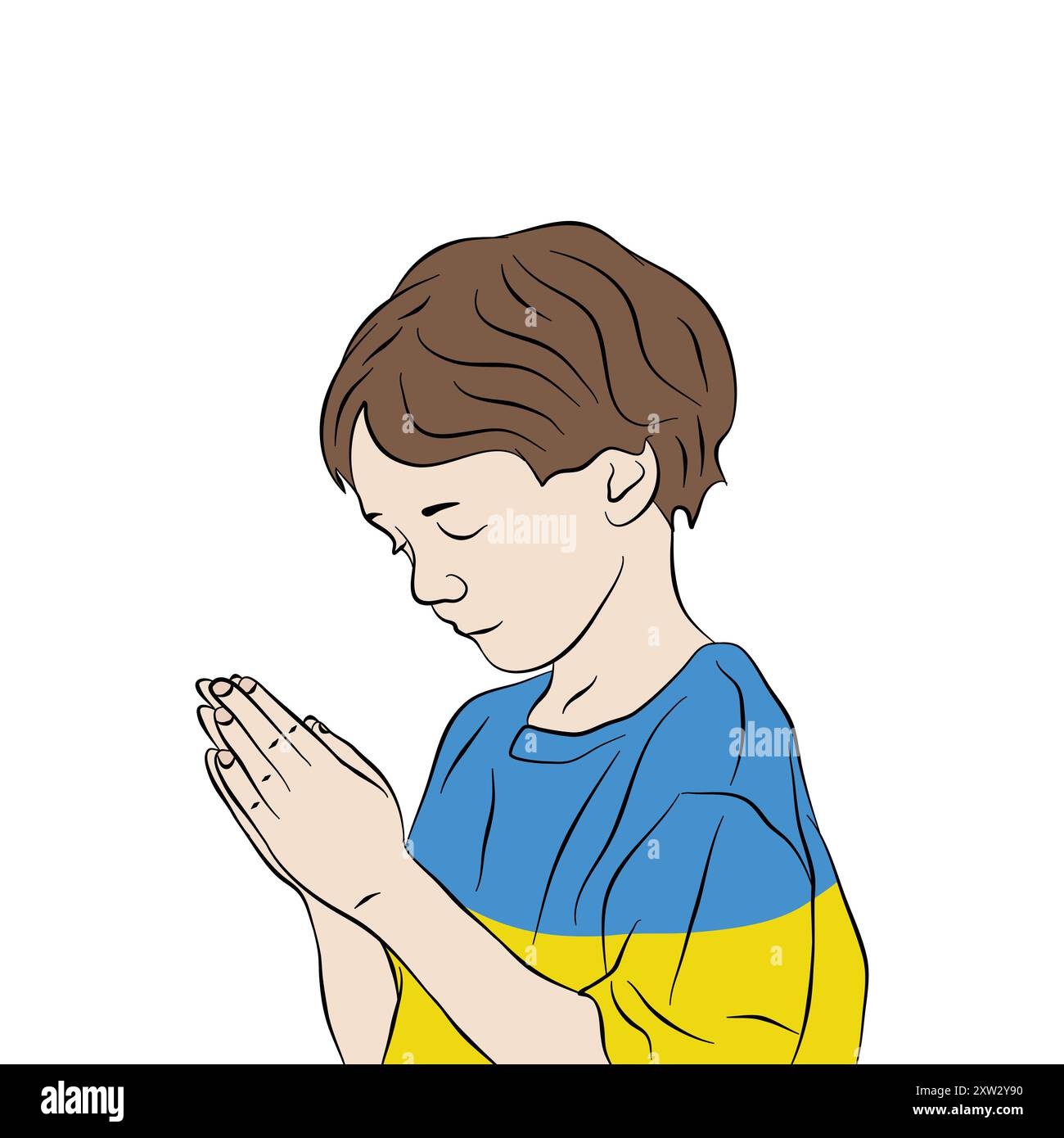 Child praying for Ukraine, Illustration, Stop war, Russia and Ukraine ...